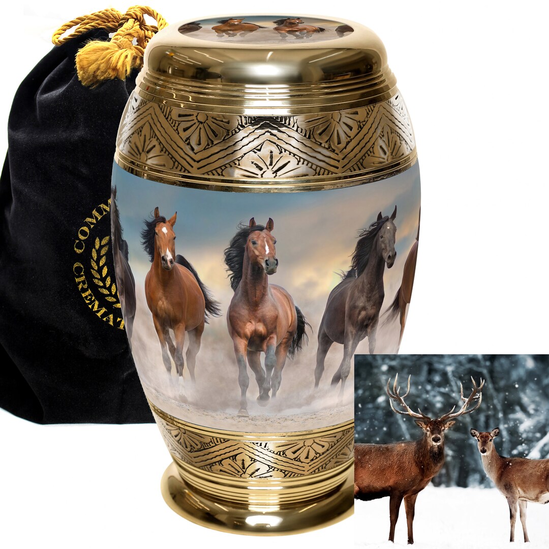 Wild Horses Cremation Urn for Human Ashes: Hand-engraved Aluminum - Etsy