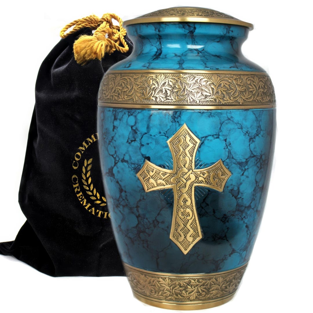 Blue Cross Cremation Urn: Hand Engraved Catholic Christian Urn - Etsy