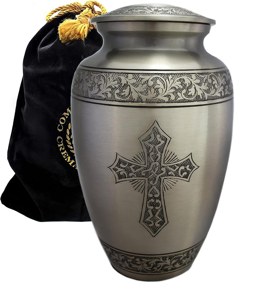 Hand Engraved Cross Cremation Urn: Aluminum Religious Urn - Etsy