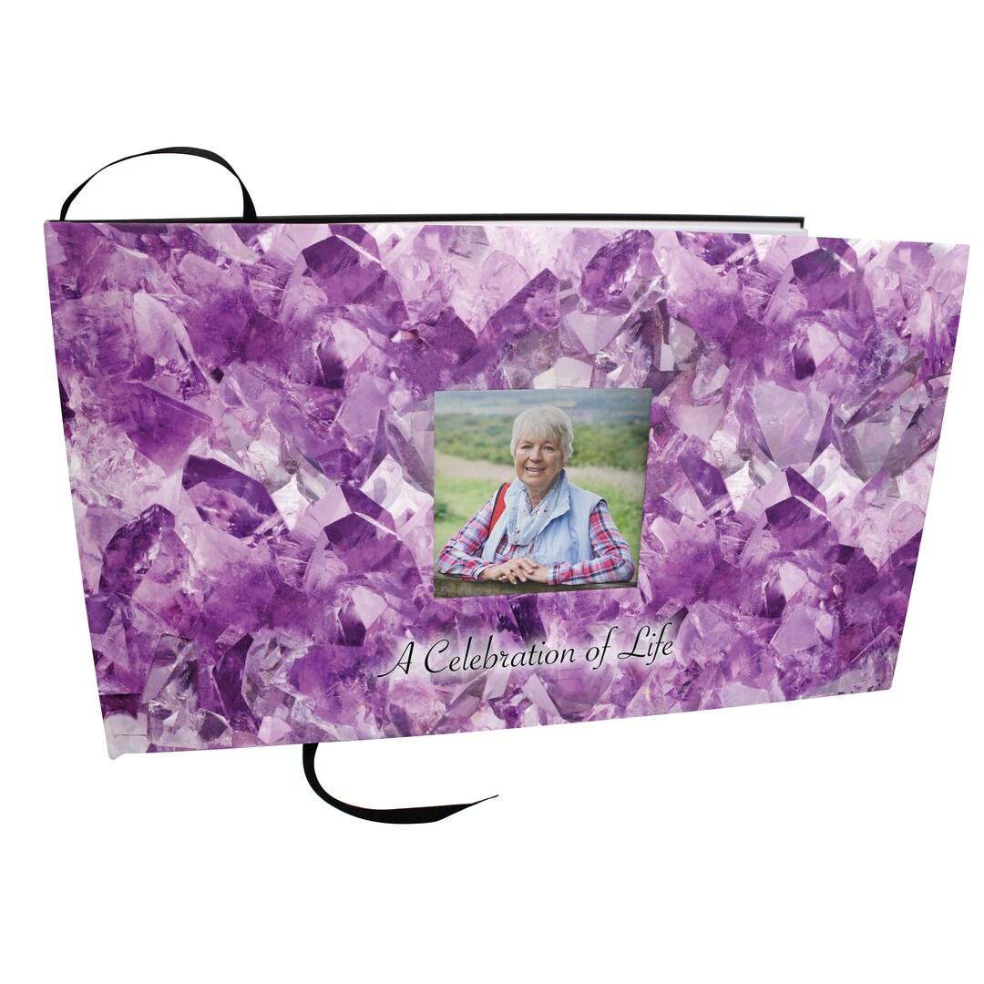 Amethyst Theme Celebration of Life Funeral Guest Book for Funeral or Memorial Service Funeral ...