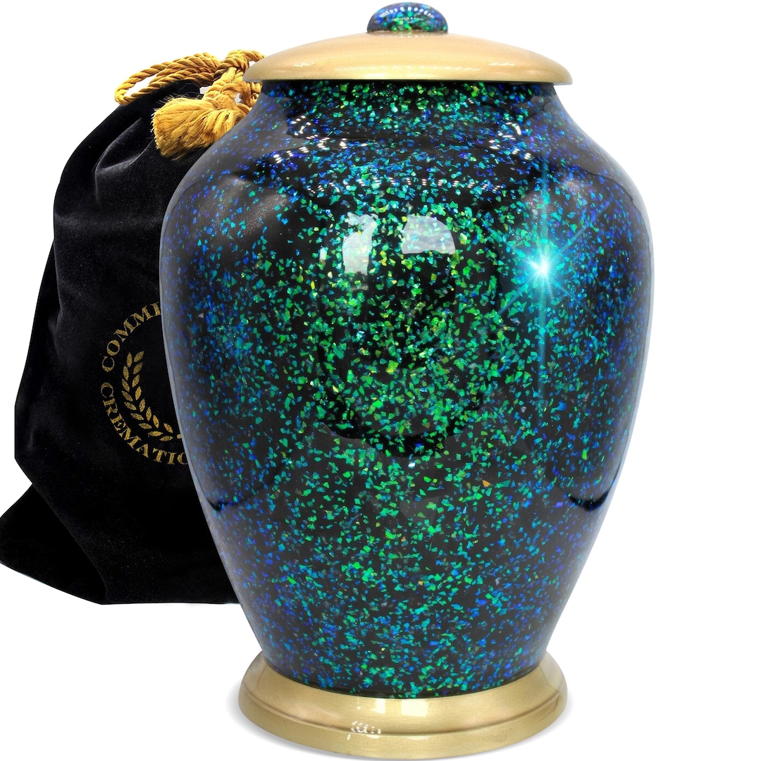 Green Sparkle Cremation Urn: Iridescent Urn for Human Ashes - Etsy