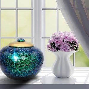 Green Sparkle Cremation Urn: Iridescent Urn for Human Ashes - Etsy