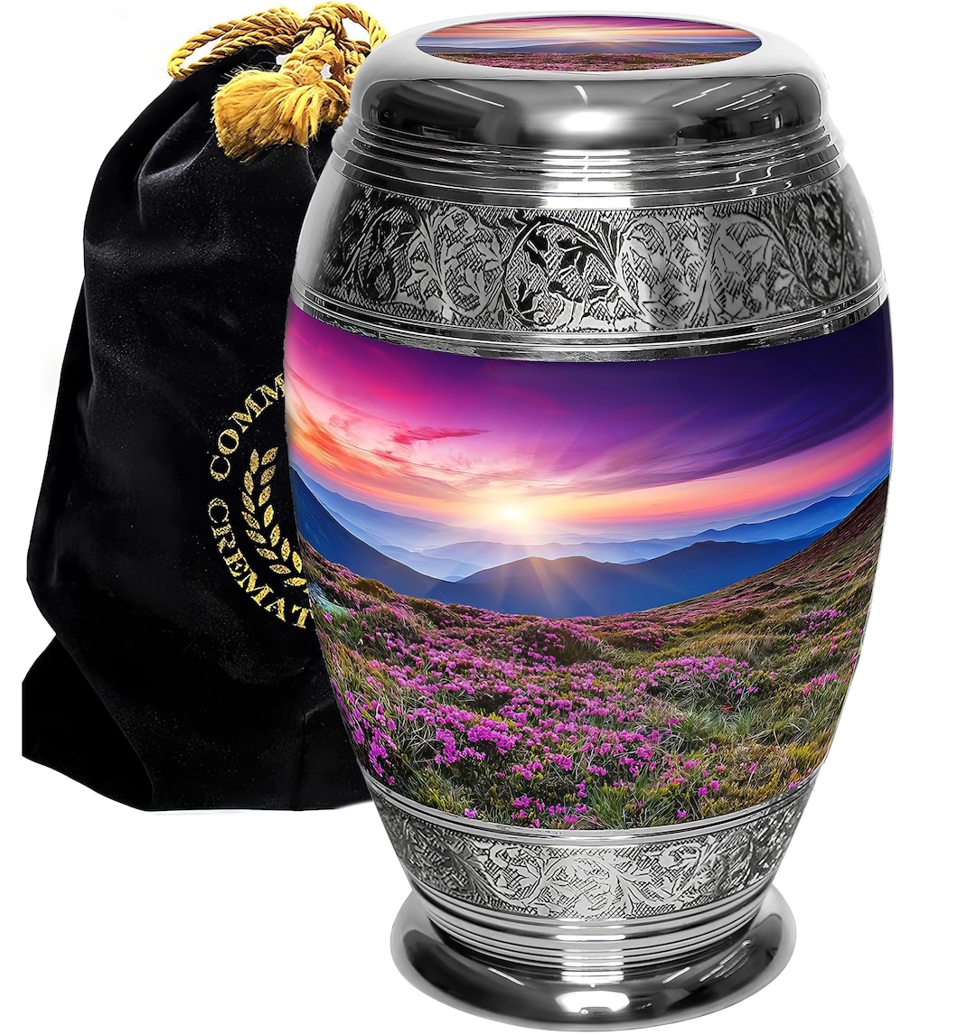 Heavenly Sunset Cremation Urn: Hand-engraved Aluminum, Carpathian ...