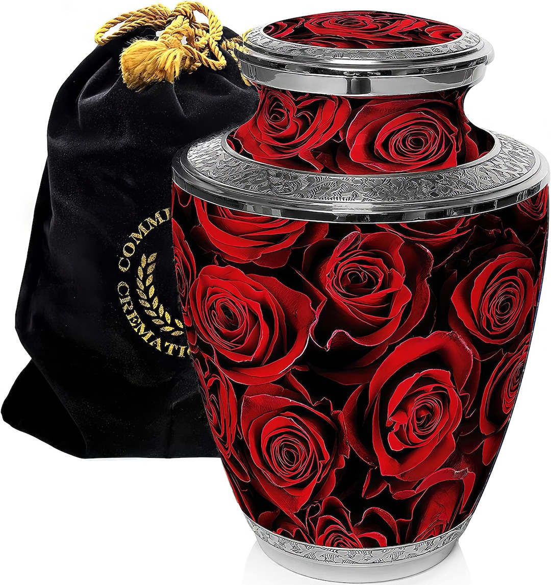 Crimson Rose Cremation Urn: Hand-engraved Aluminum Urn for Ashes - Etsy