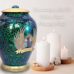 Green Sparkle Cremation Urn: Iridescent Urn for Human Ashes - Etsy