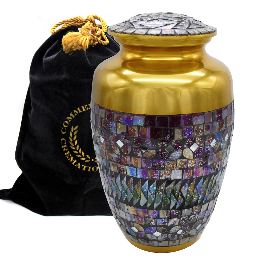 Glass Mosaic Cremation Urn for Human Ashes Beautifully Handcrafted ...