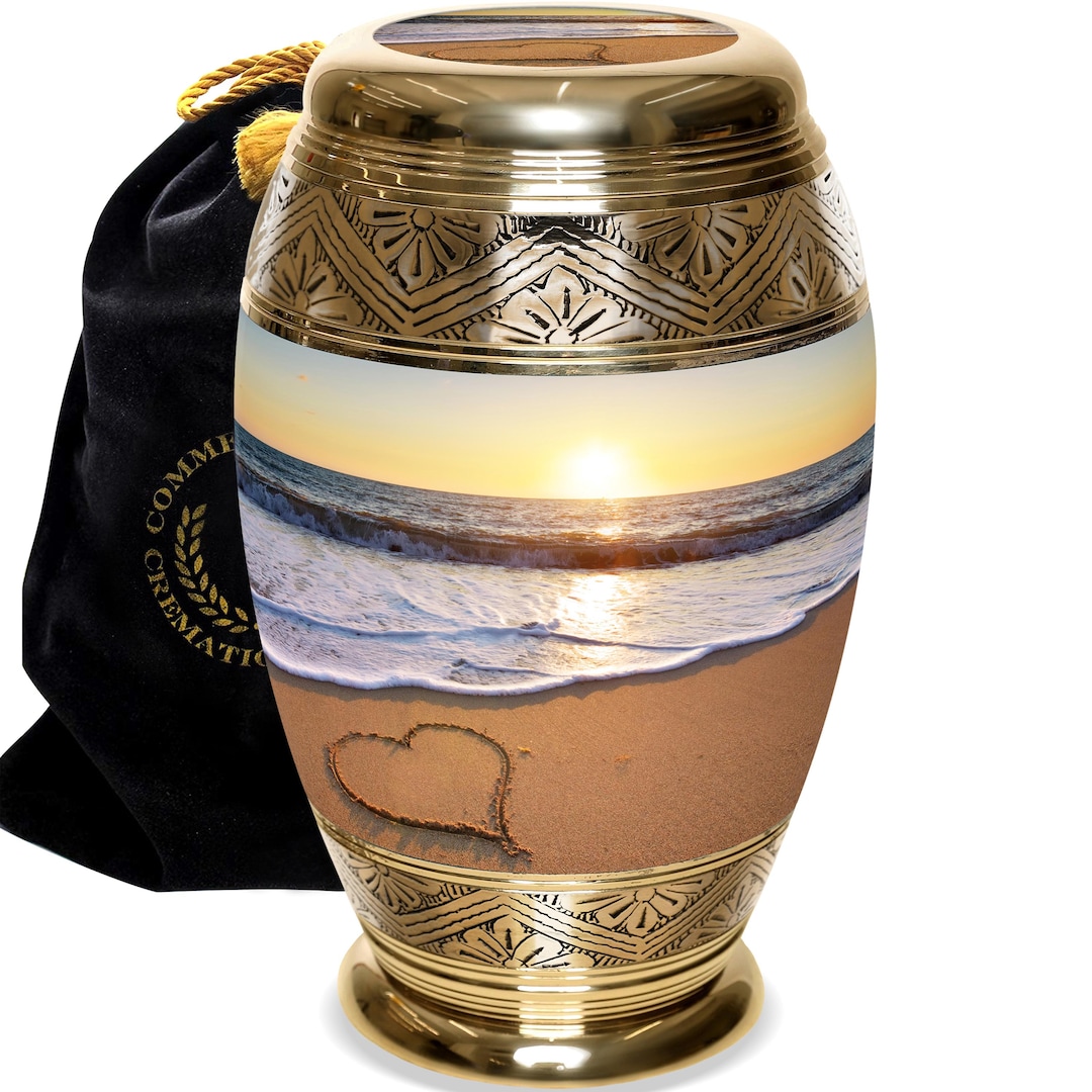 Endless Summer Cremation Urn: Sunset Beach Scene, Hand-engraved ...