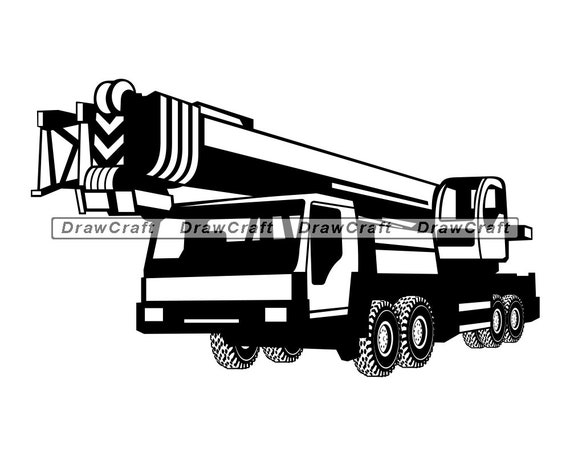 Crane Truck Files for Cricut Eps Vector Crane Truck Outline SVG Truck ...