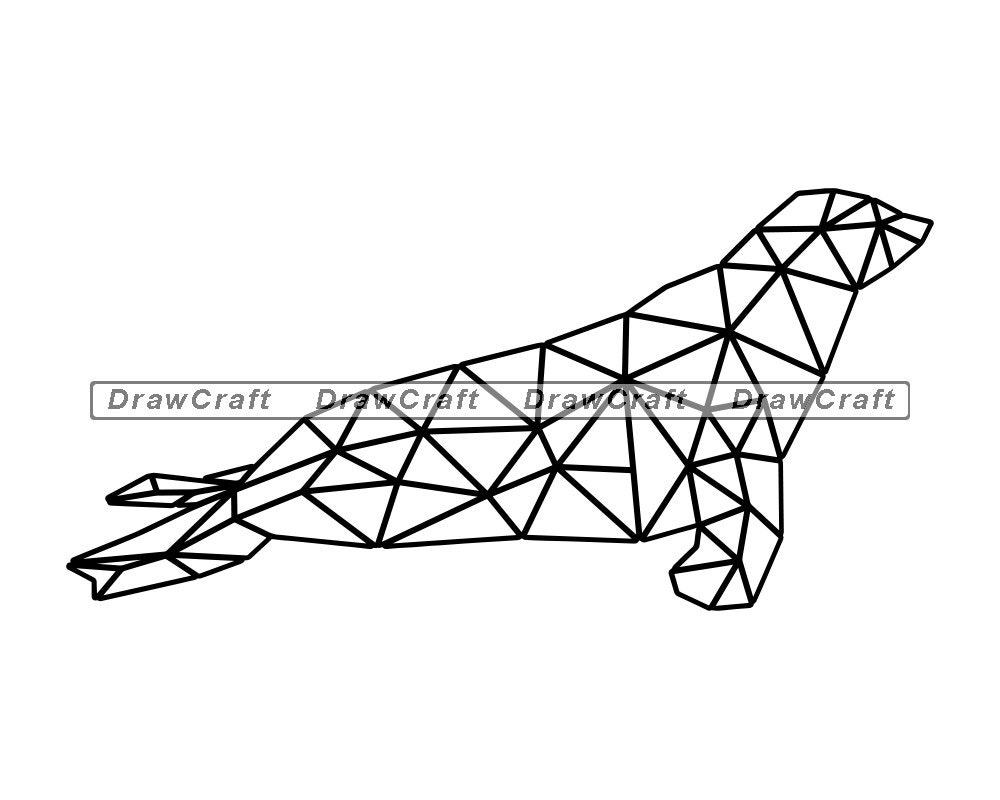 Geometric Seal Outline Svg Seal Svg Geometric Animals Svg | Etsy