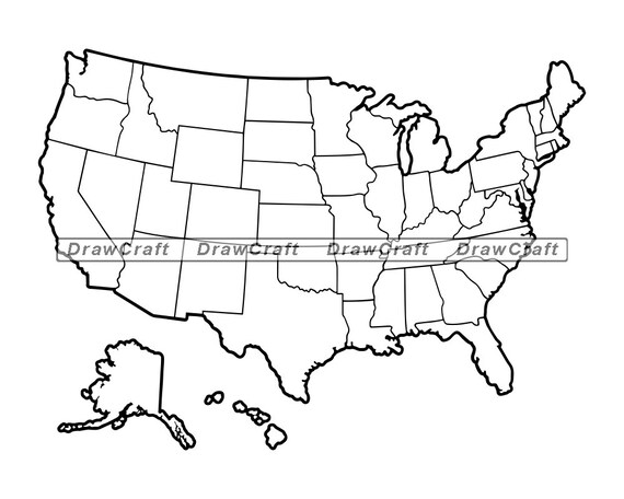 50 State Map Blank Printabe - Map