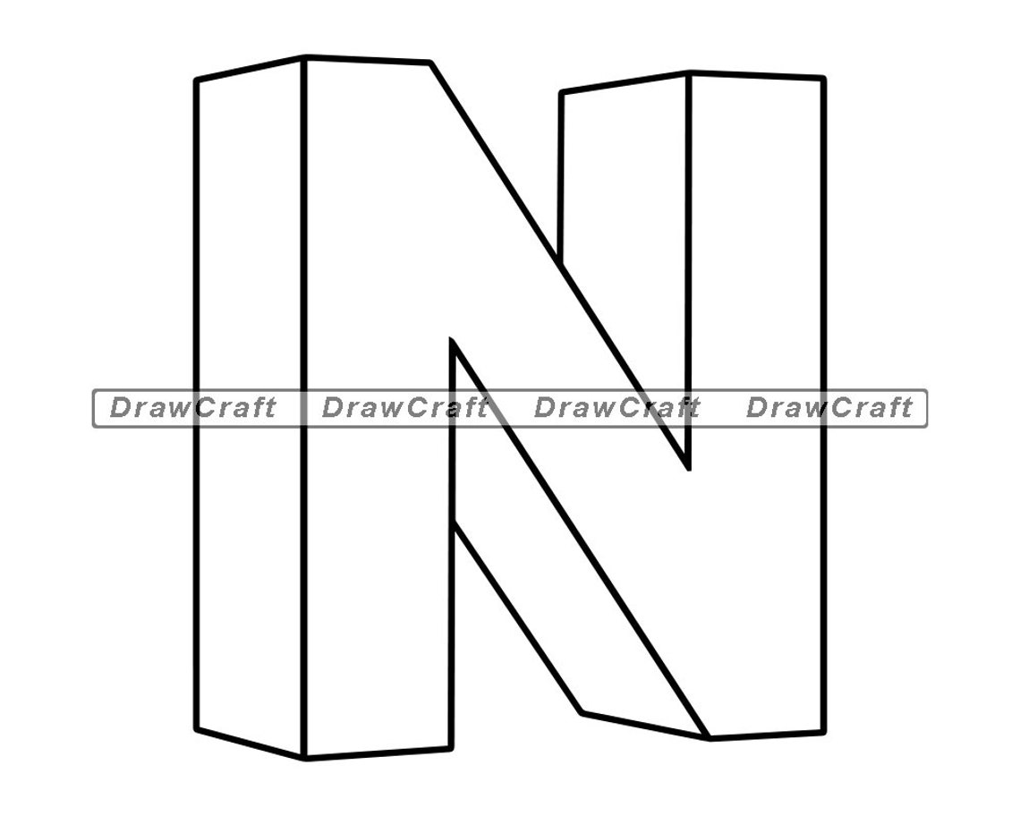 Letter N 3D Outline SVG Letter N Svg Name Svg Birthday Svg | Etsy