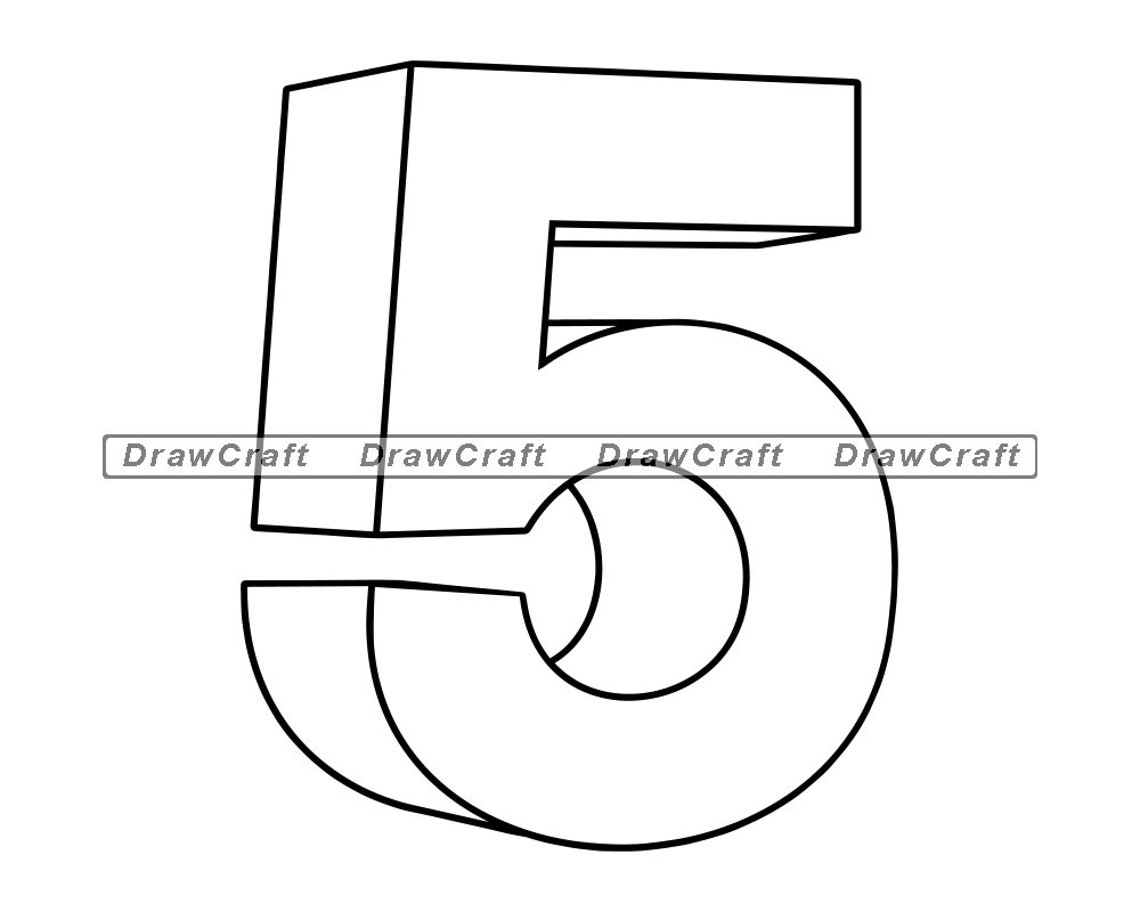 Number Five 3D Outline SVG Number 5 Svg Age Svg Birthday | Etsy