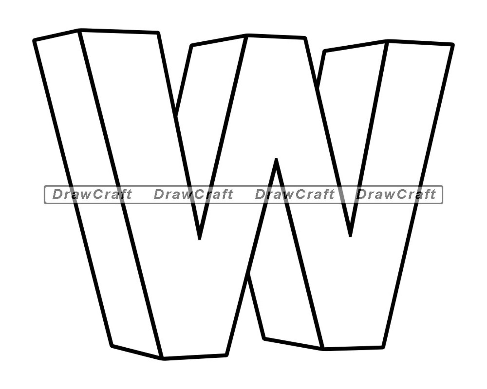Letter W 3D Outline SVG Letter W Svg Name Svg Birthday Svg | Etsy