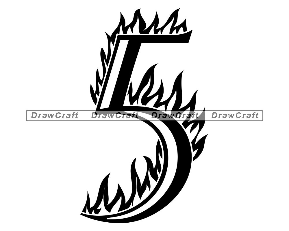 Flaming Number 5 Svg Number 5 Svg Flame Svg Fire Svg | Etsy