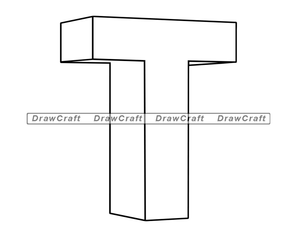 Letter T 3D Outline SVG Letter T Svg Name Svg Birthday Svg | Etsy