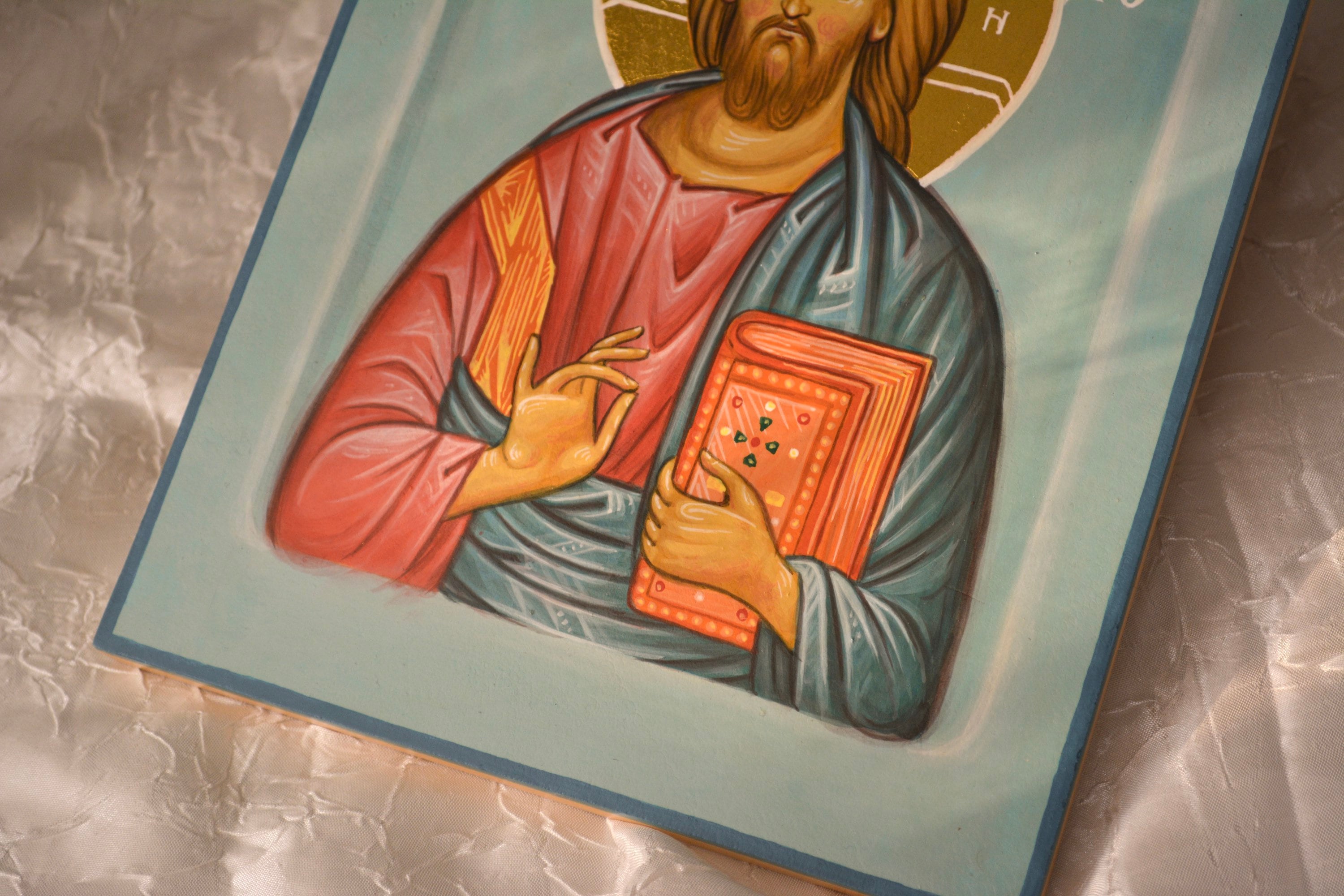 Orthodoxe handbemalte Ikone Jesu Christi 25x20 cm blauer | Etsy
