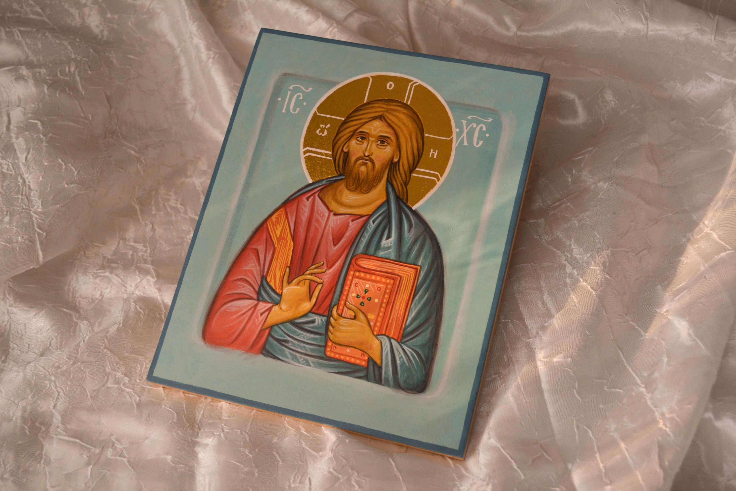Orthodoxe handbemalte Ikone Jesu Christi 25x20 cm blauer | Etsy