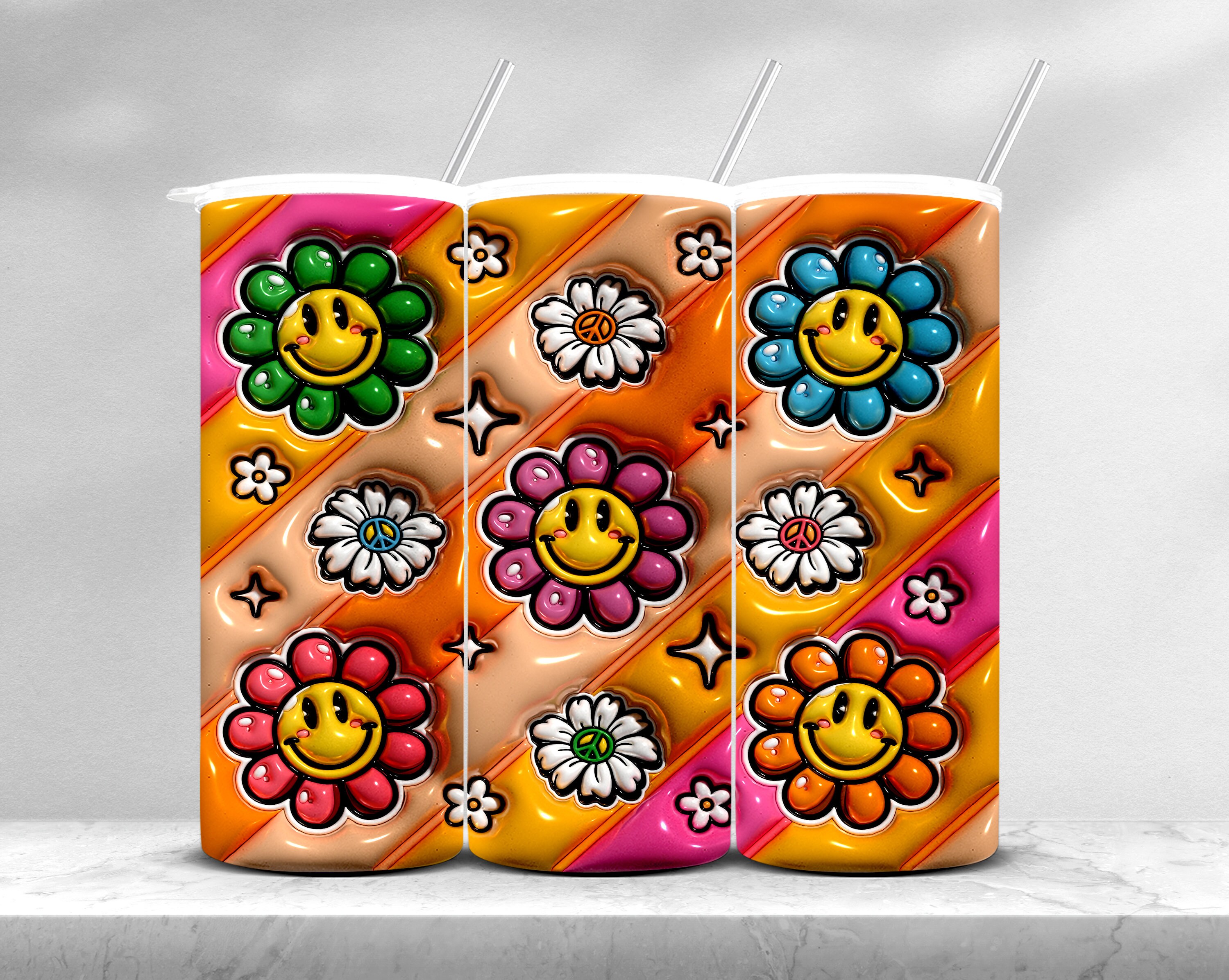 Bubble Retro, Tumbler Template, 3D Tumbler Wrap, Groovy Wrap - Etsy