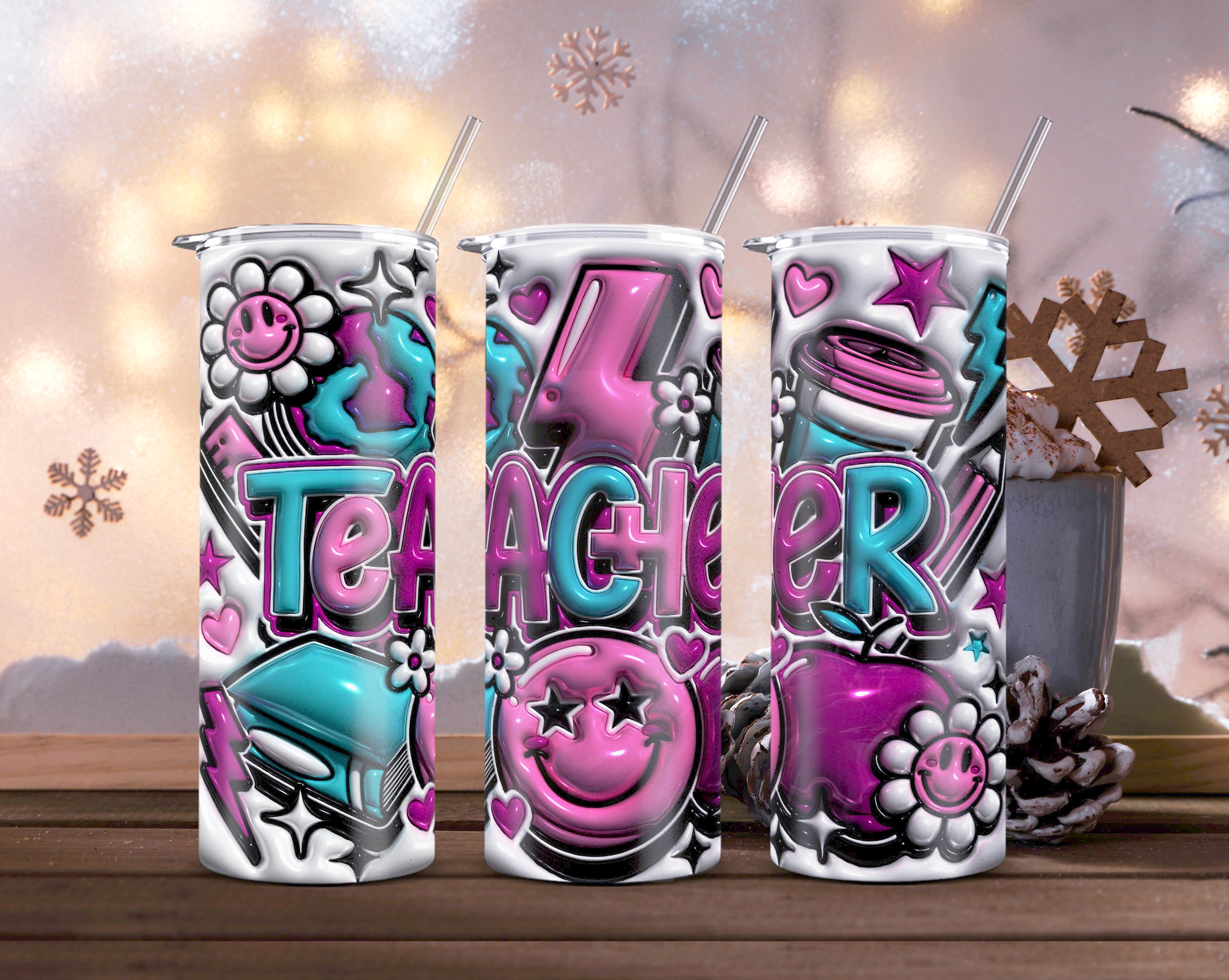 3D Teacher Tumbler, Back to School, Tumbler Design, Png for Sublimation ...