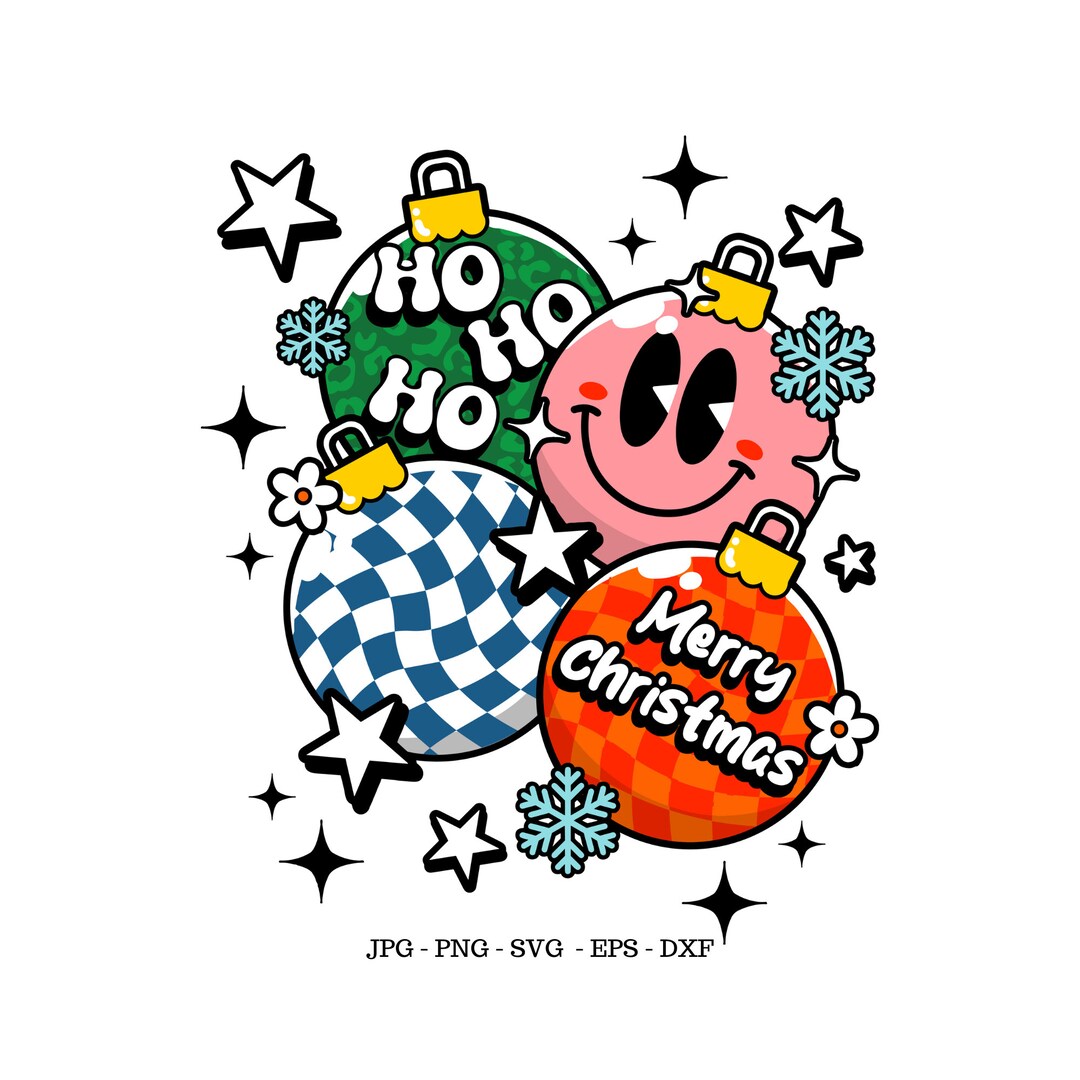 Retro Clipart, Groovy Clipart, Retro Christmas, Retro Ornament - Etsy
