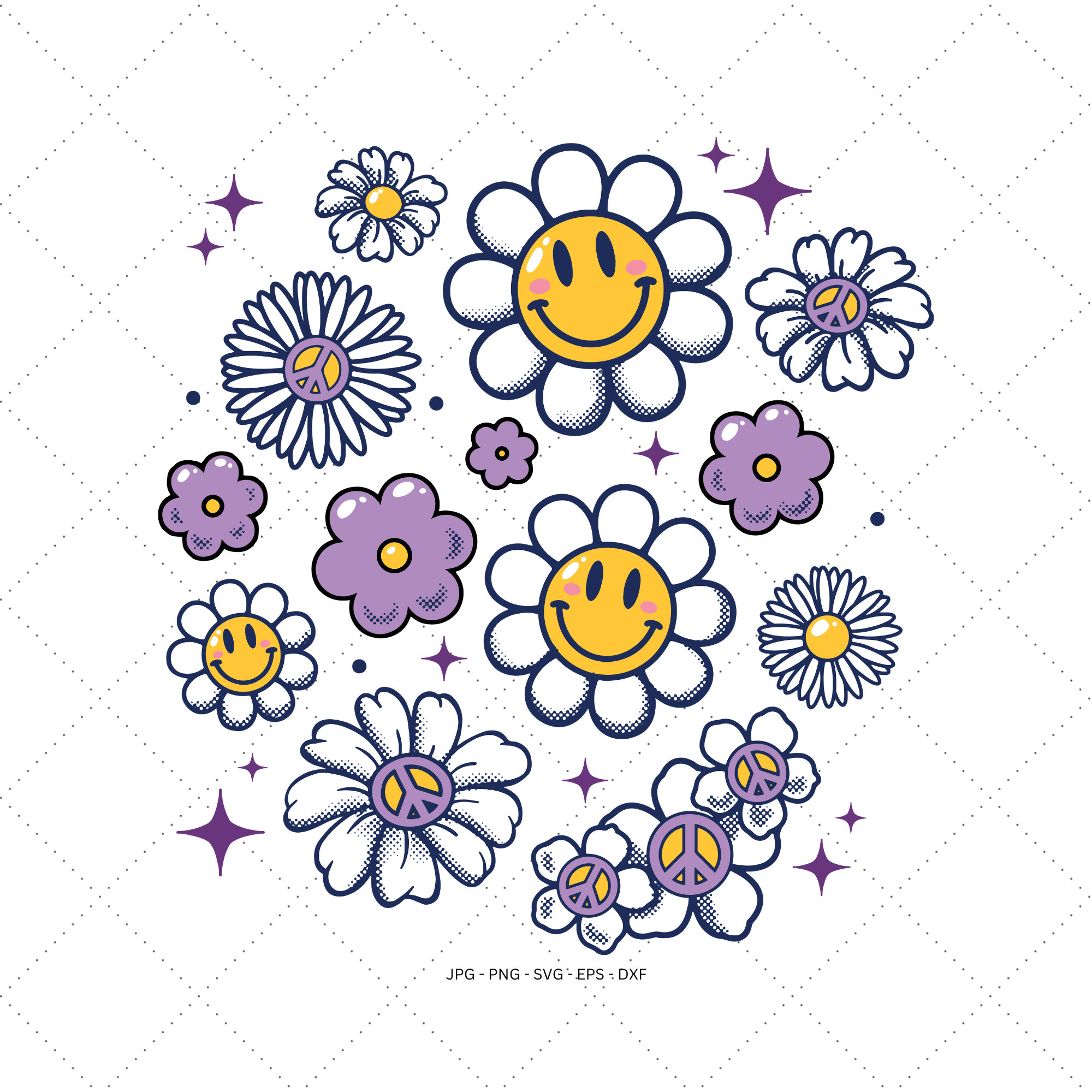 Retro Face Svg, Flower Face Png, Happy Face Png, Groovy Flower Svg - Etsy
