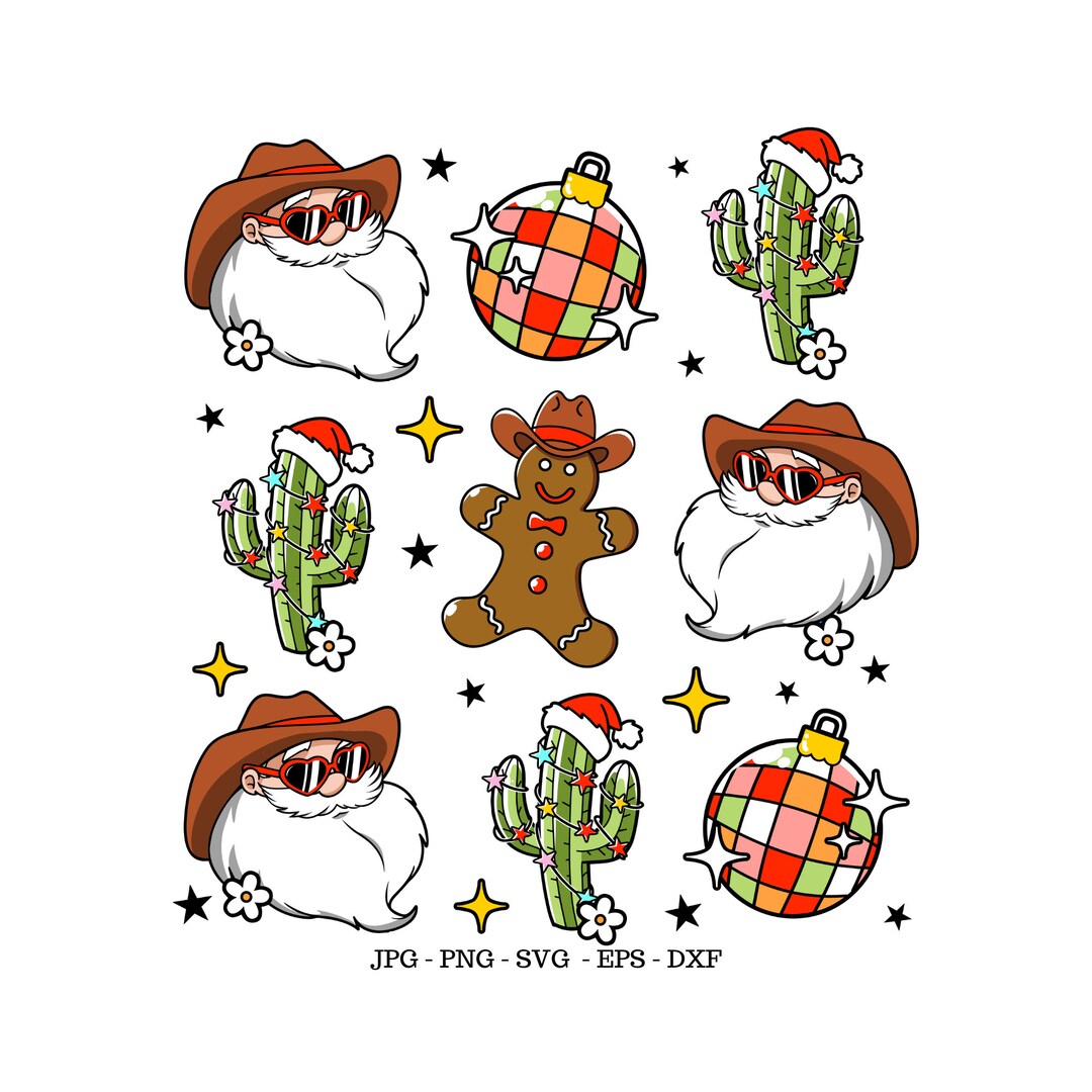 Cowboy Santa Svg, Western Santa Png, Shirt Design Png, Trendy Western ...