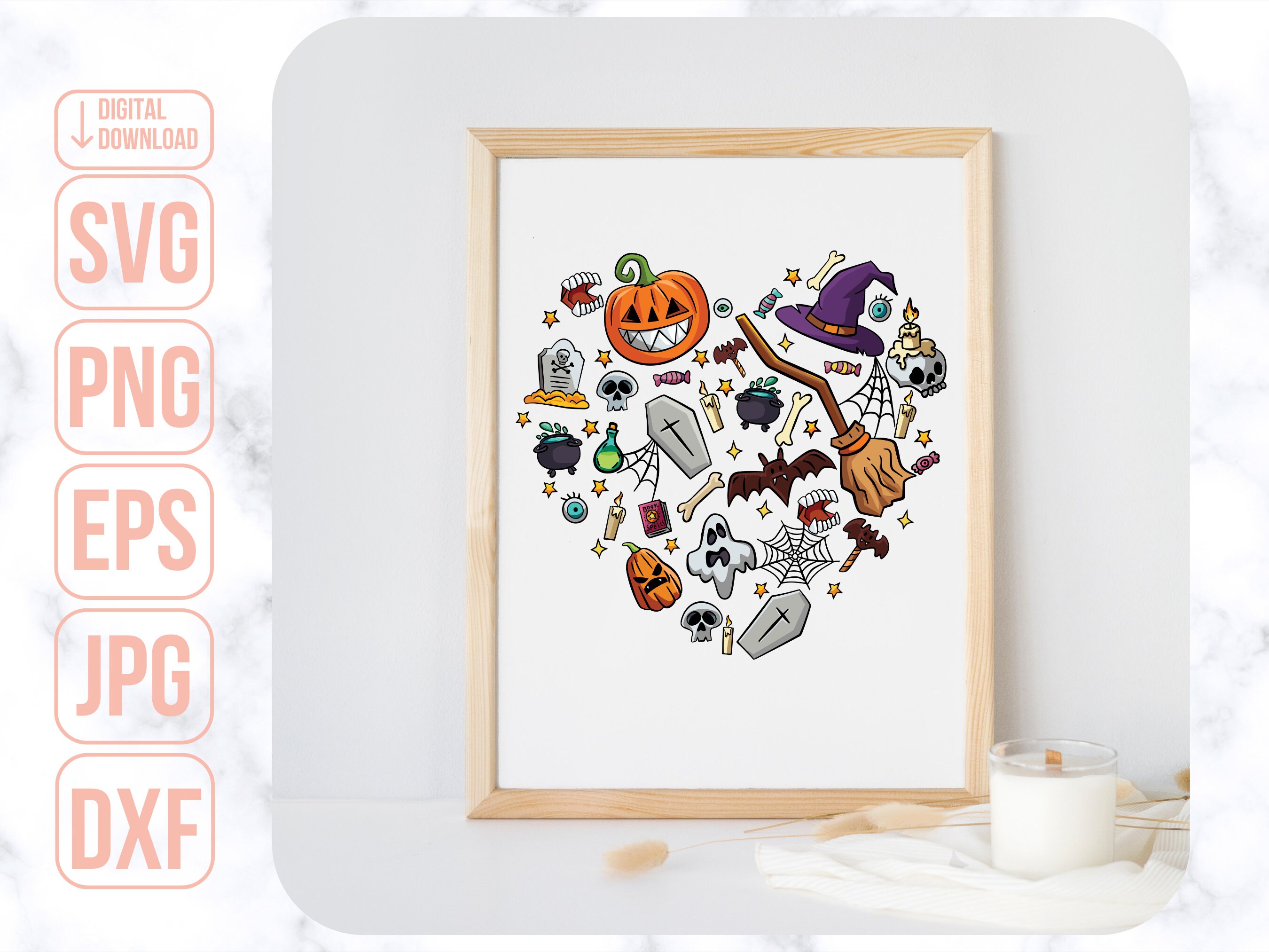 Halloween Doodle, Heart Collage Svg, Halloween Design, Boo Svg - Etsy