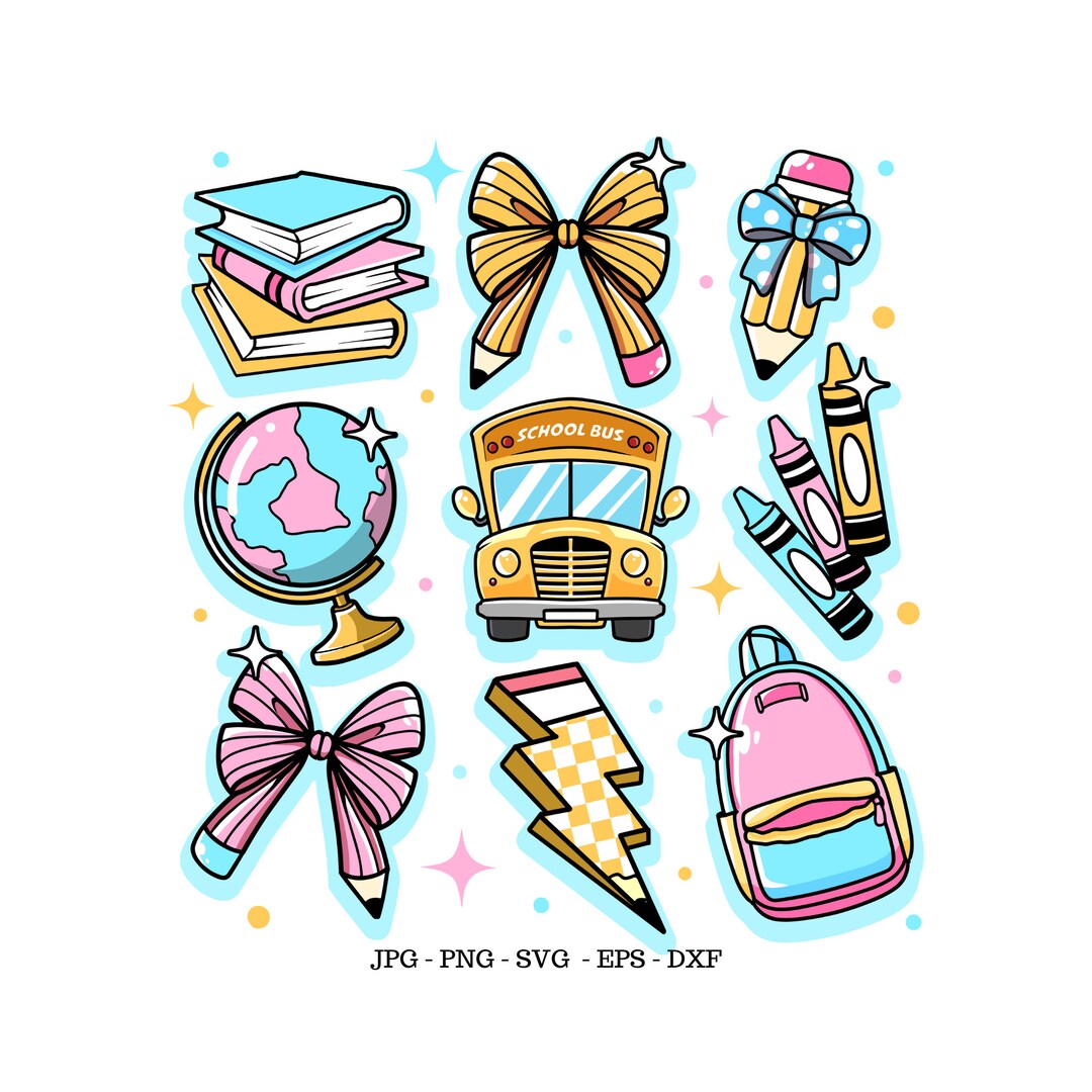 Girl School Designs, Png for Shirts, Elementary School, Girly School ...