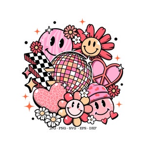 Groovy Smile Png, Groovy Sublimation, Happy Valentine's, Retro ...