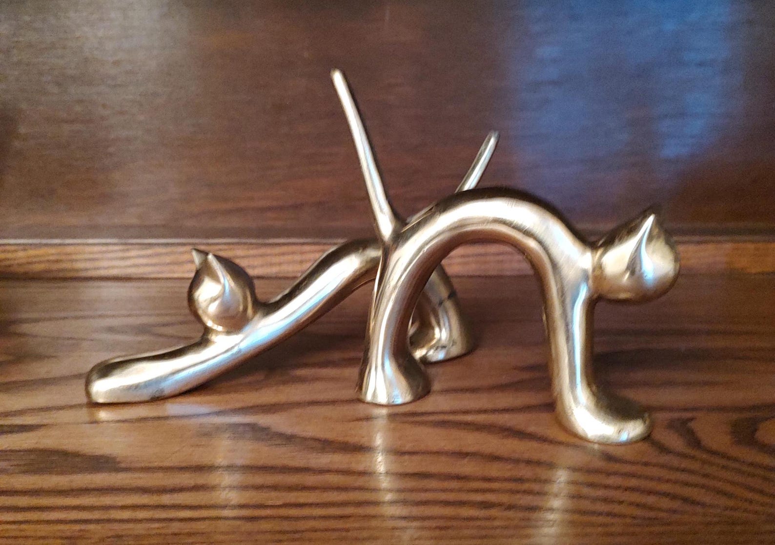 Solid Brass Polished Art Deco Cat Sculptures - Etsy