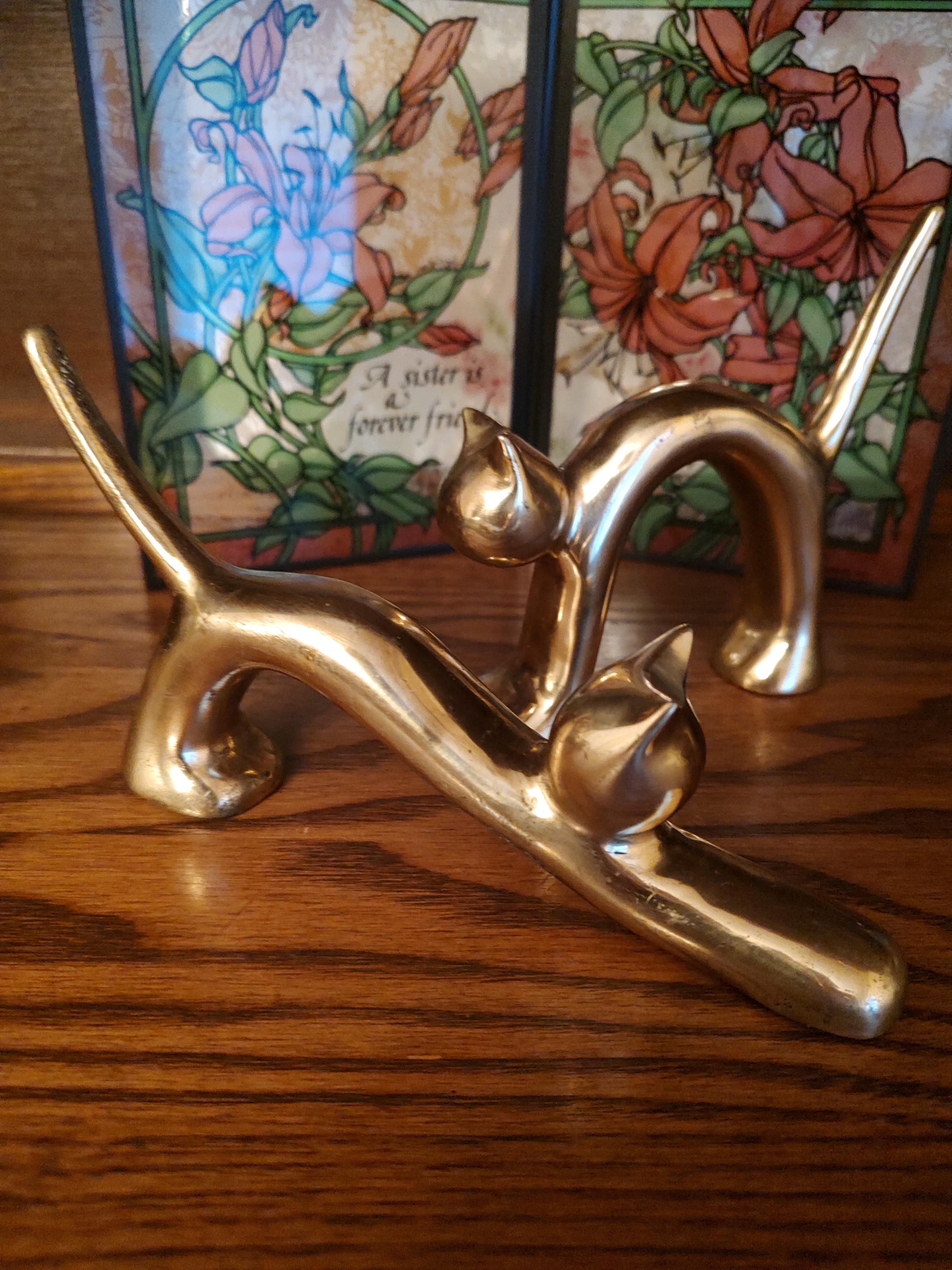 Solid Brass Polished Art Deco Cat Sculptures - Etsy