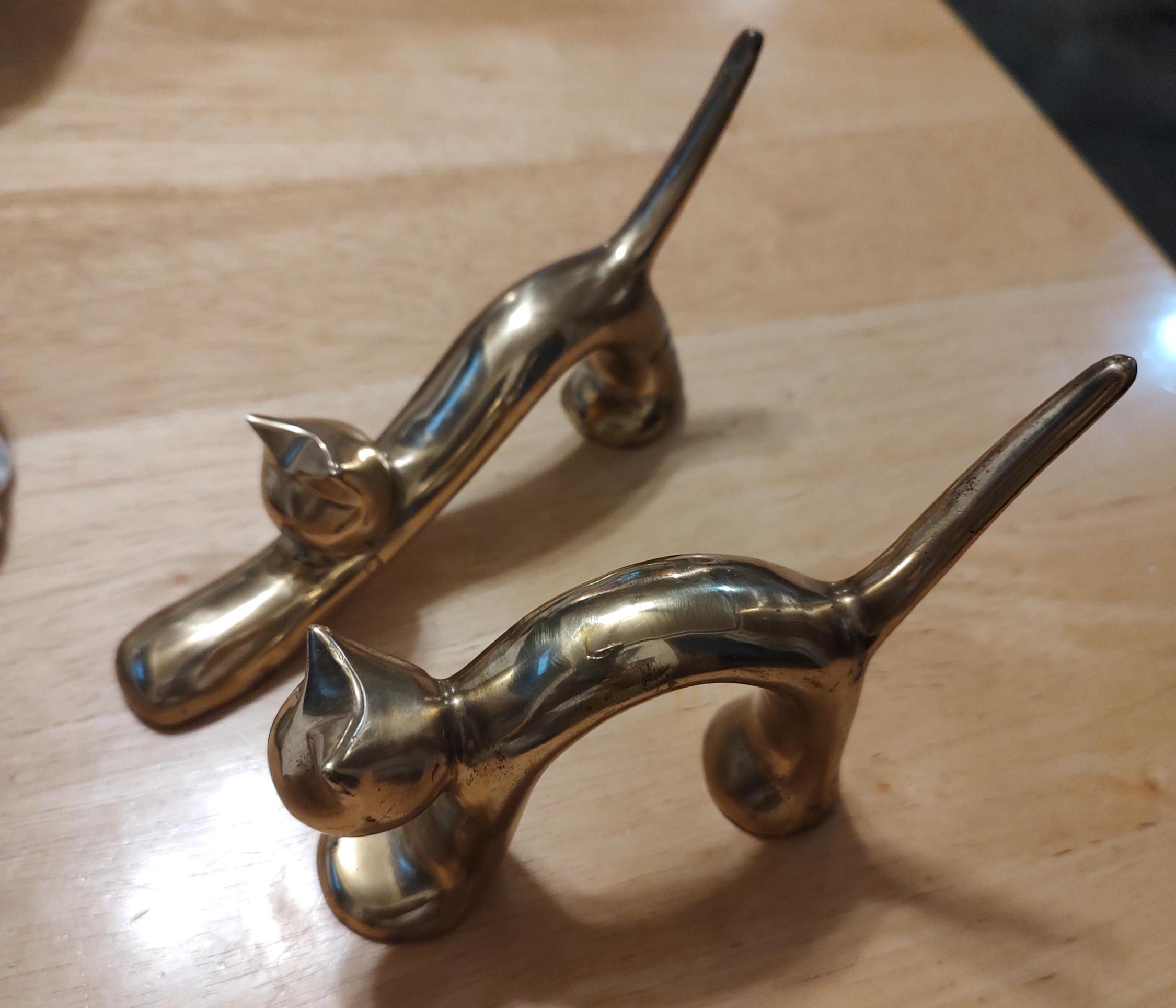 Solid Brass Polished Art Deco Cat Sculptures - Etsy