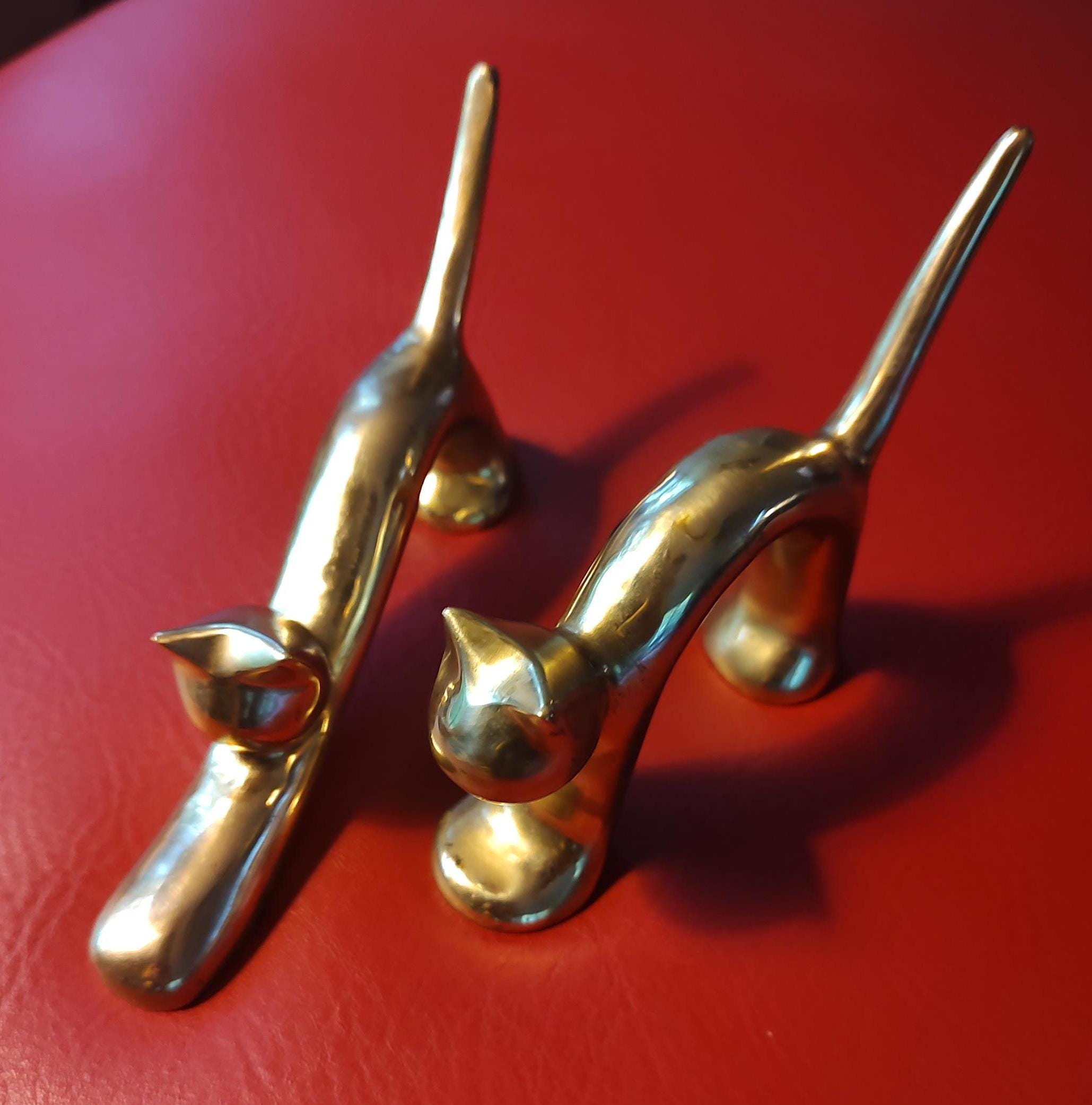 Solid Brass Polished Art Deco Cat Sculptures - Etsy