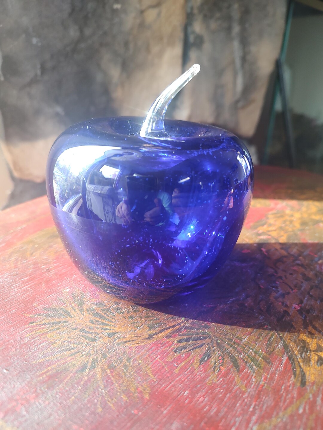 Large Signed, Dated Blenko Cobalt Blue Glass Apple Paperweight - Etsy