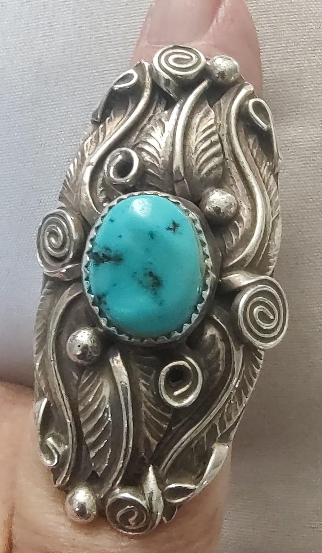Vintage Signed Allen Chee Navajo Kingman Turquoise and Sterling Silver ...