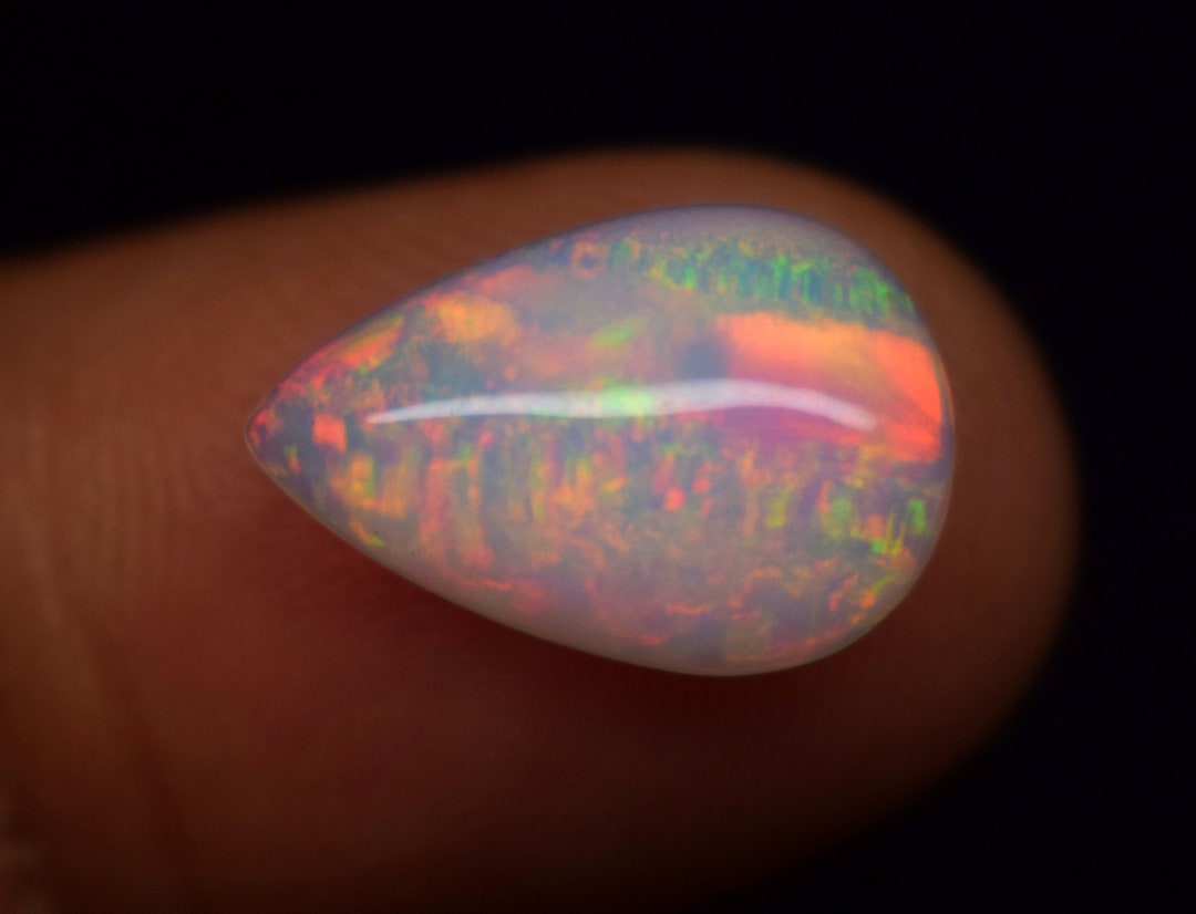 3.20 Carat Natural Fire Ethiopian Opal Gemstone Pear Shape Cabochon ...