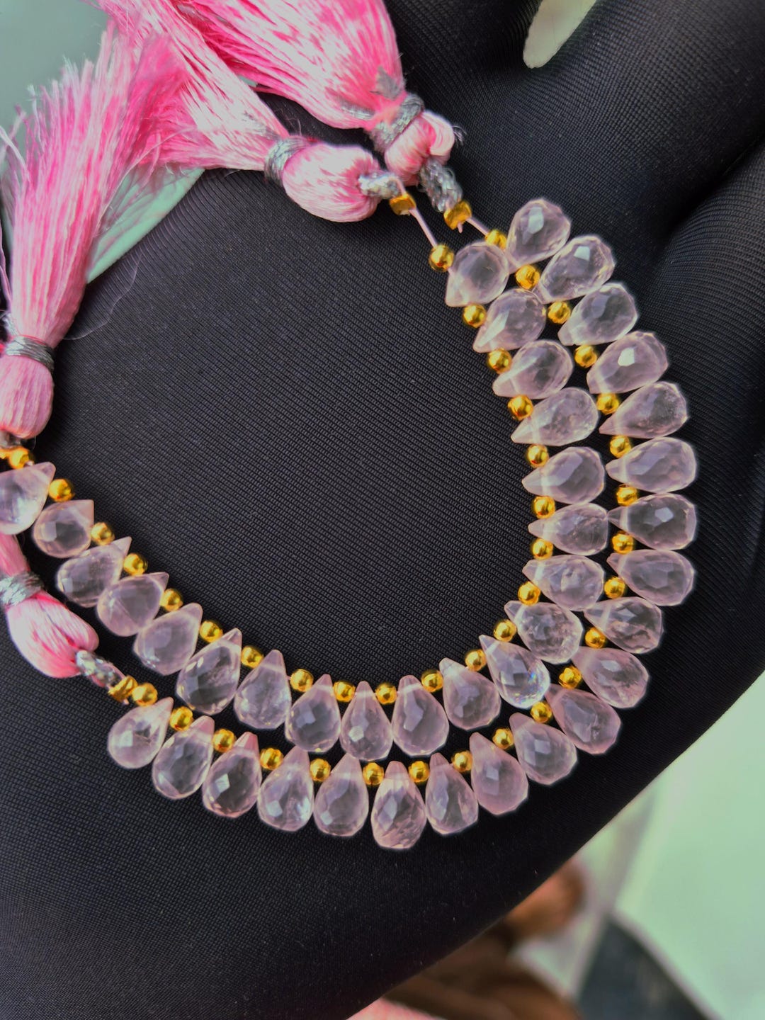 A+++ Rose Quartz Faceted Drop Shape Gemstone Beads, Natural Rose Quartz ...