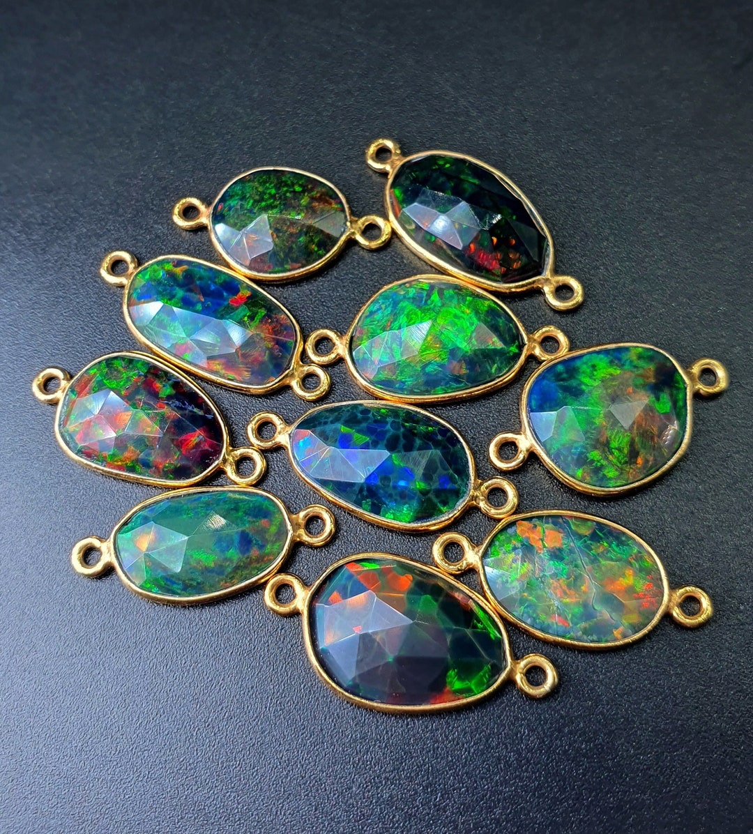 Ethiopian Opal Charms, Sterling Solid 925 Silver Charms, Opal Connector ...