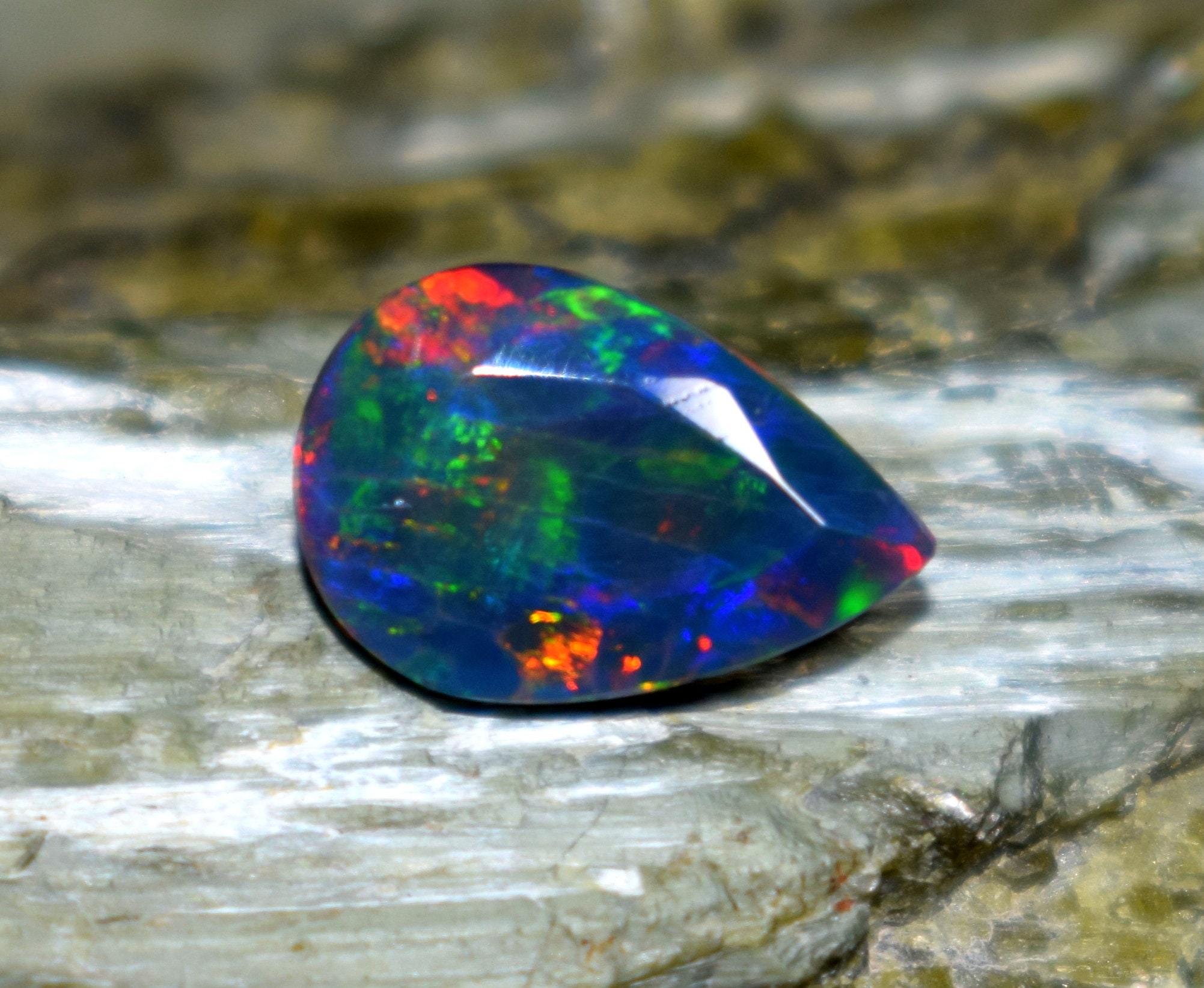 Beautiful Black Ethiopian Opal Gemstone Welo Fire Opal Pear | Etsy