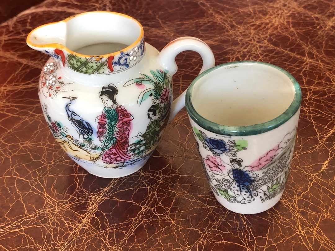 Tiny Japanese Pitcher and Glass - Etsy