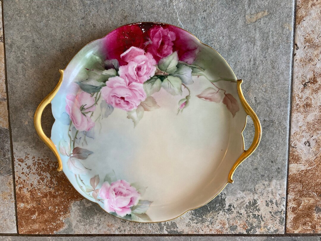 1800’s LIMOGES Handpainted Roses Signed by Artist MV - Etsy