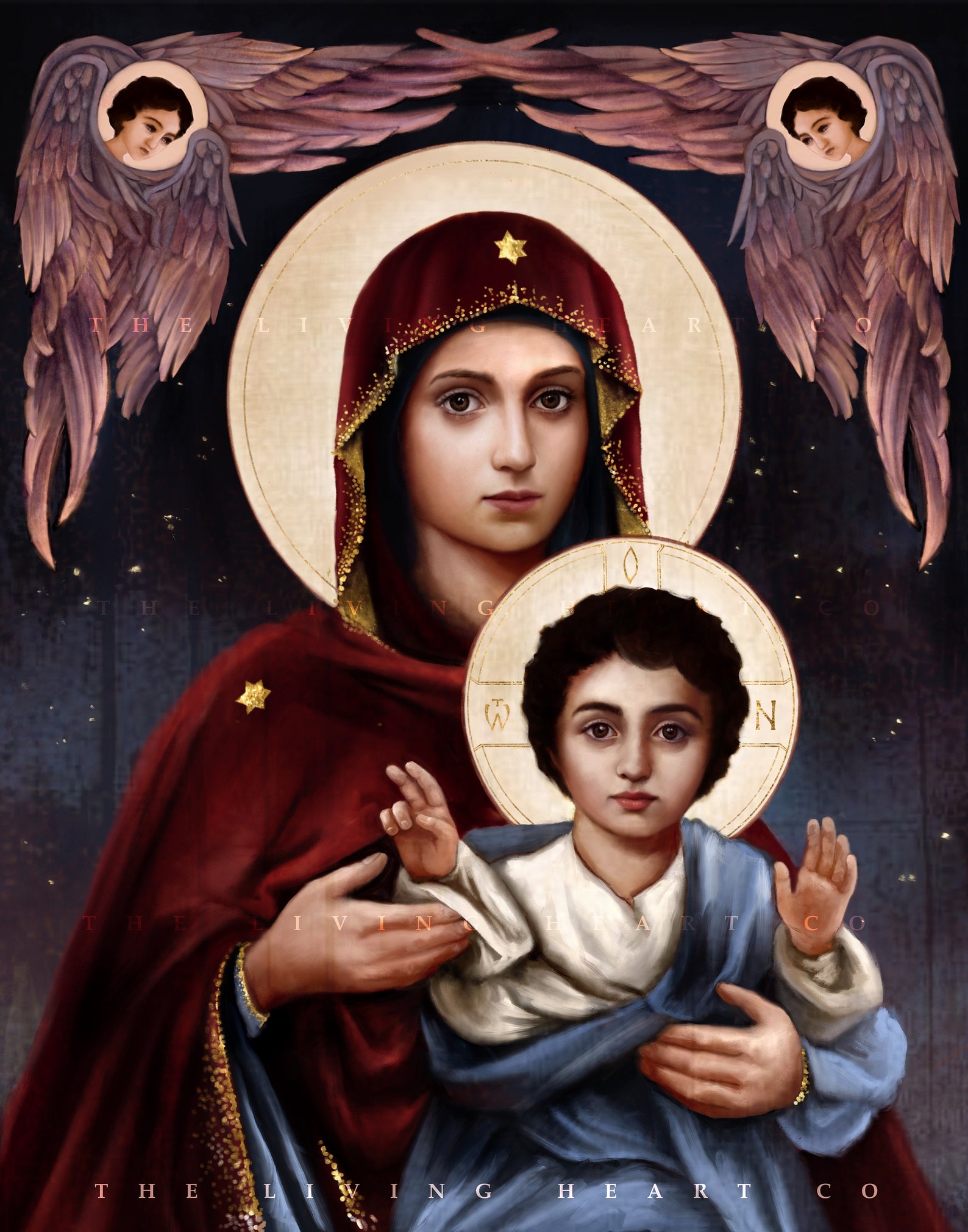 God-bearer Icon | Theotokos Modern Icon Fine Art Print | Catholic Art ...