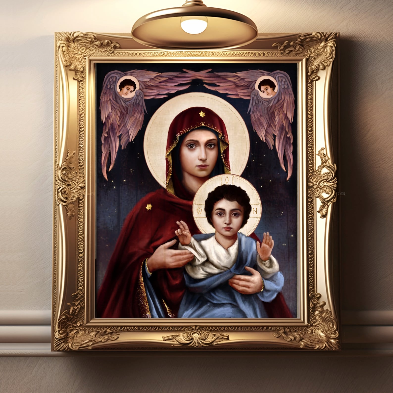 God-bearer Icon | Theotokos Modern Icon Fine Art Print | Catholic Art ...