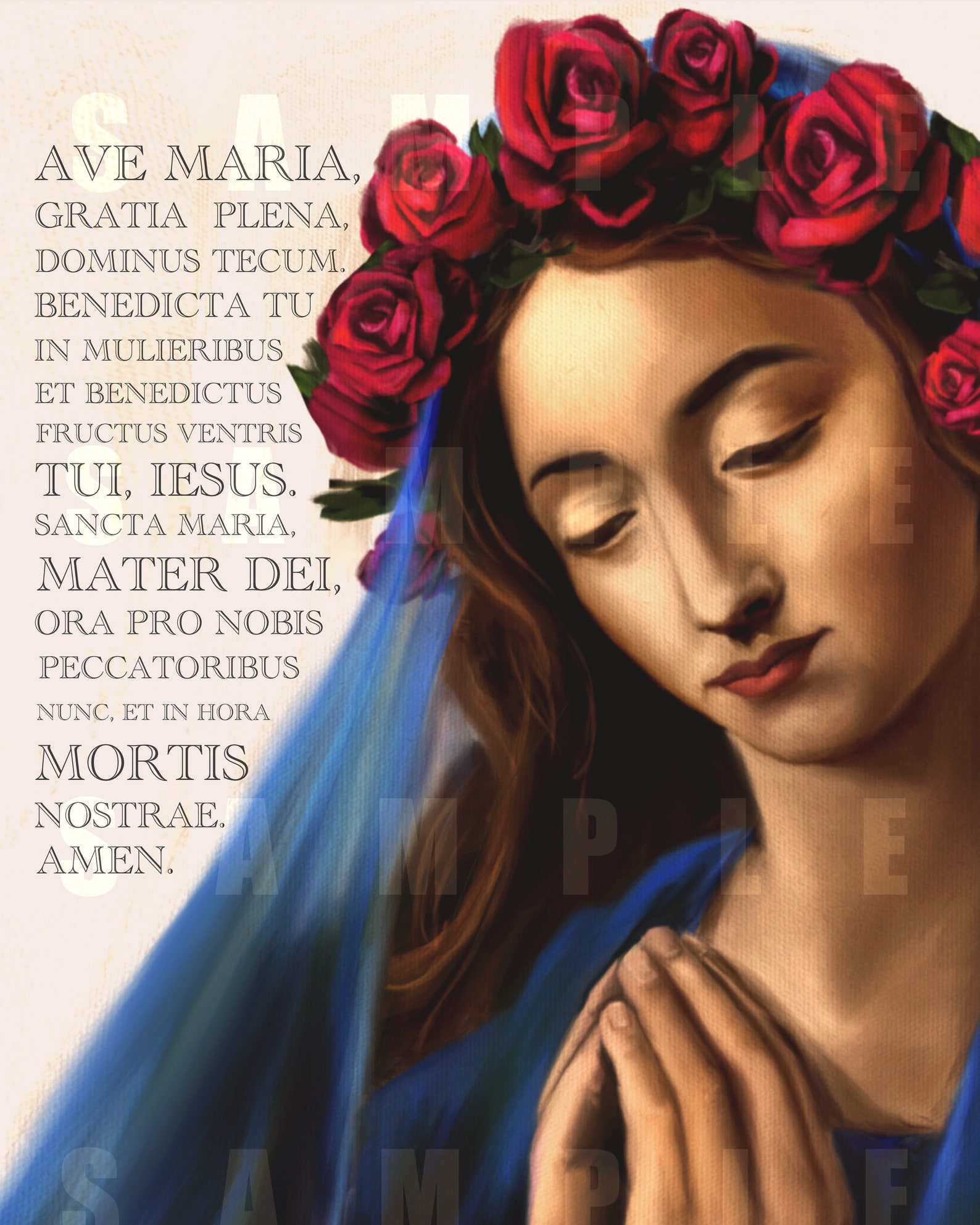 Hail Mary (LATIN) Printable Art | Instant Download | Catholic Art - Etsy