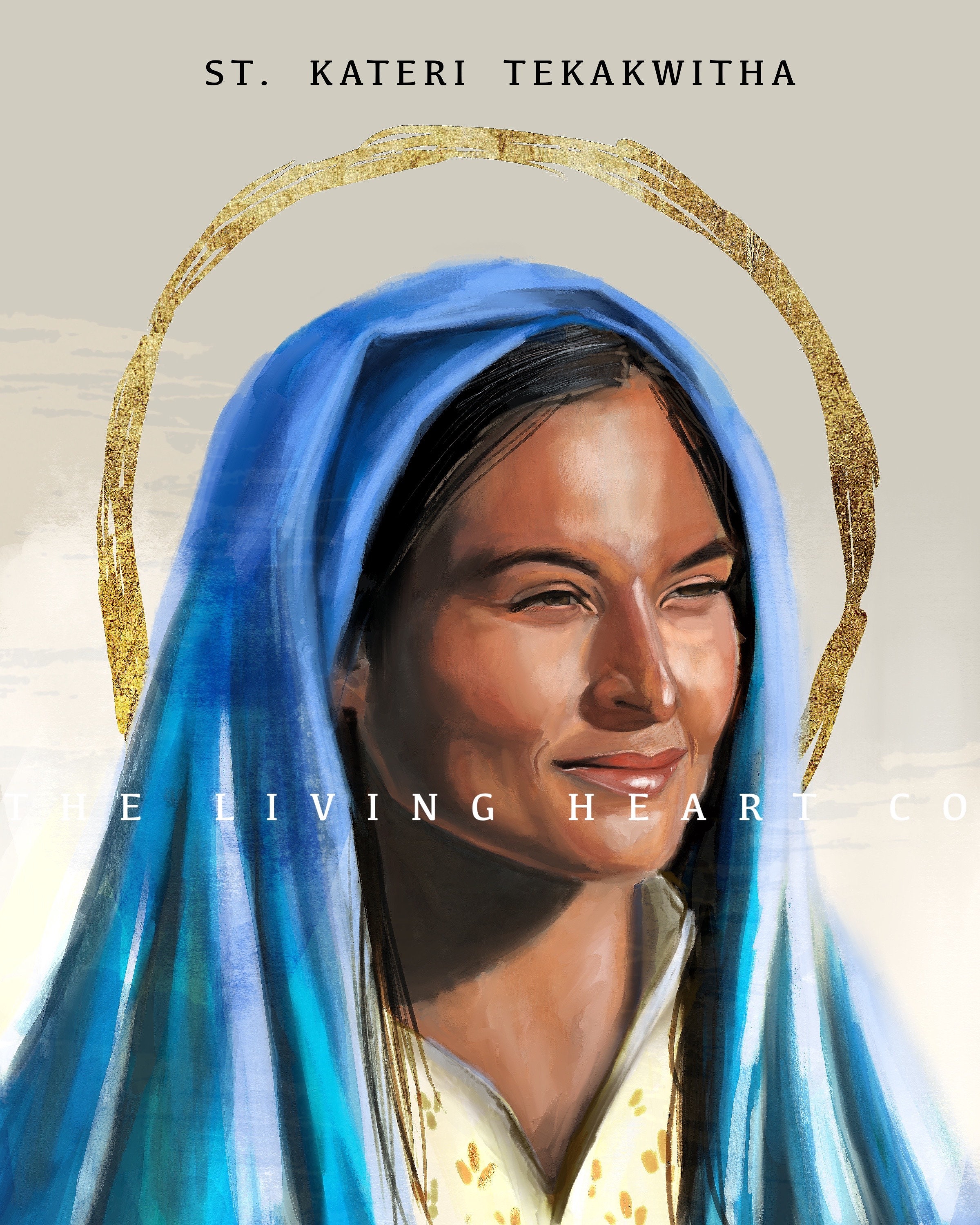 Wall Art 6x6 in Kateri Tekakwitha Art Print Catholic Saint Illustration ...