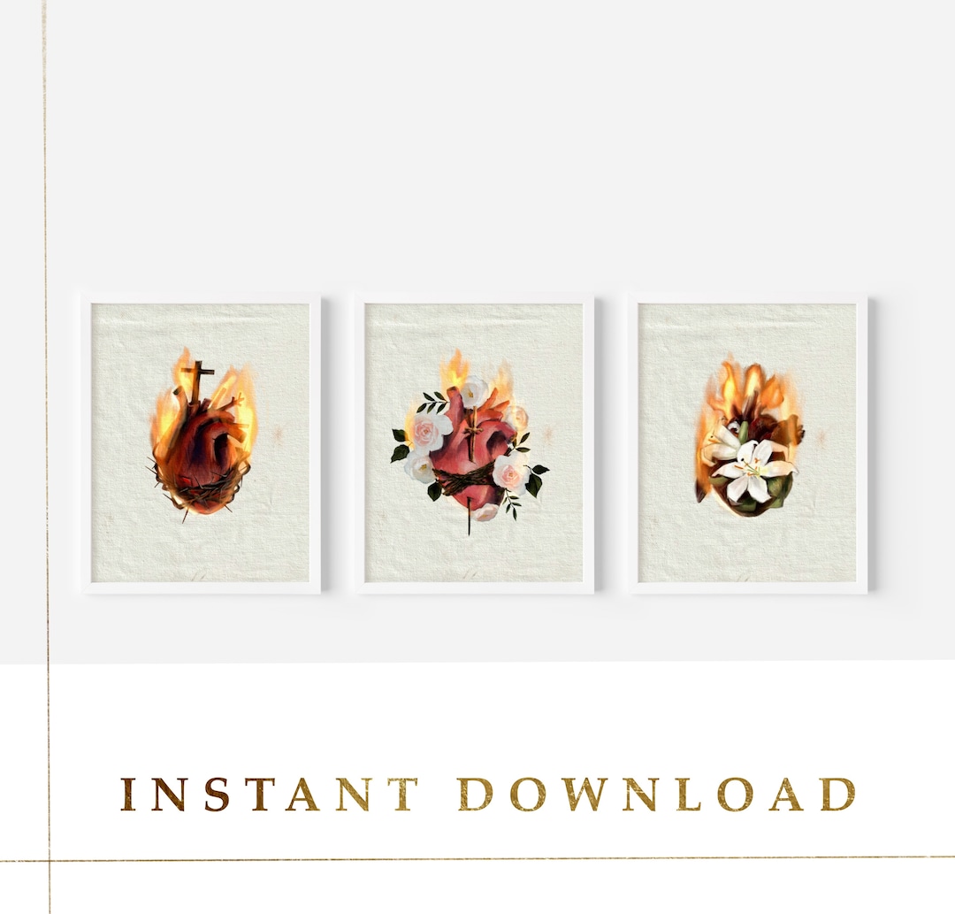 Three Hearts Printable Catholic Art, Instant Download - Etsy