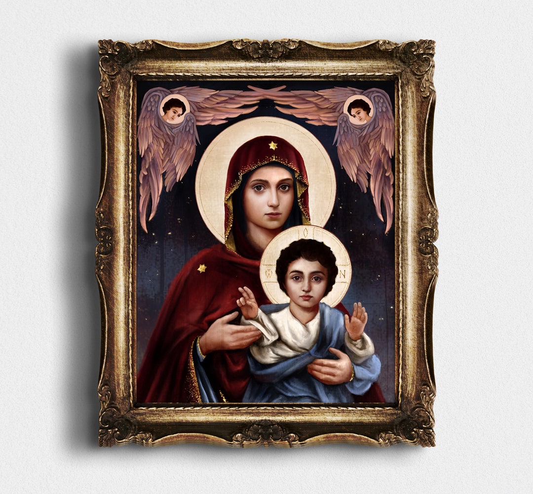God-bearer Icon Theotokos Modern Icon Fine Art Print - Etsy