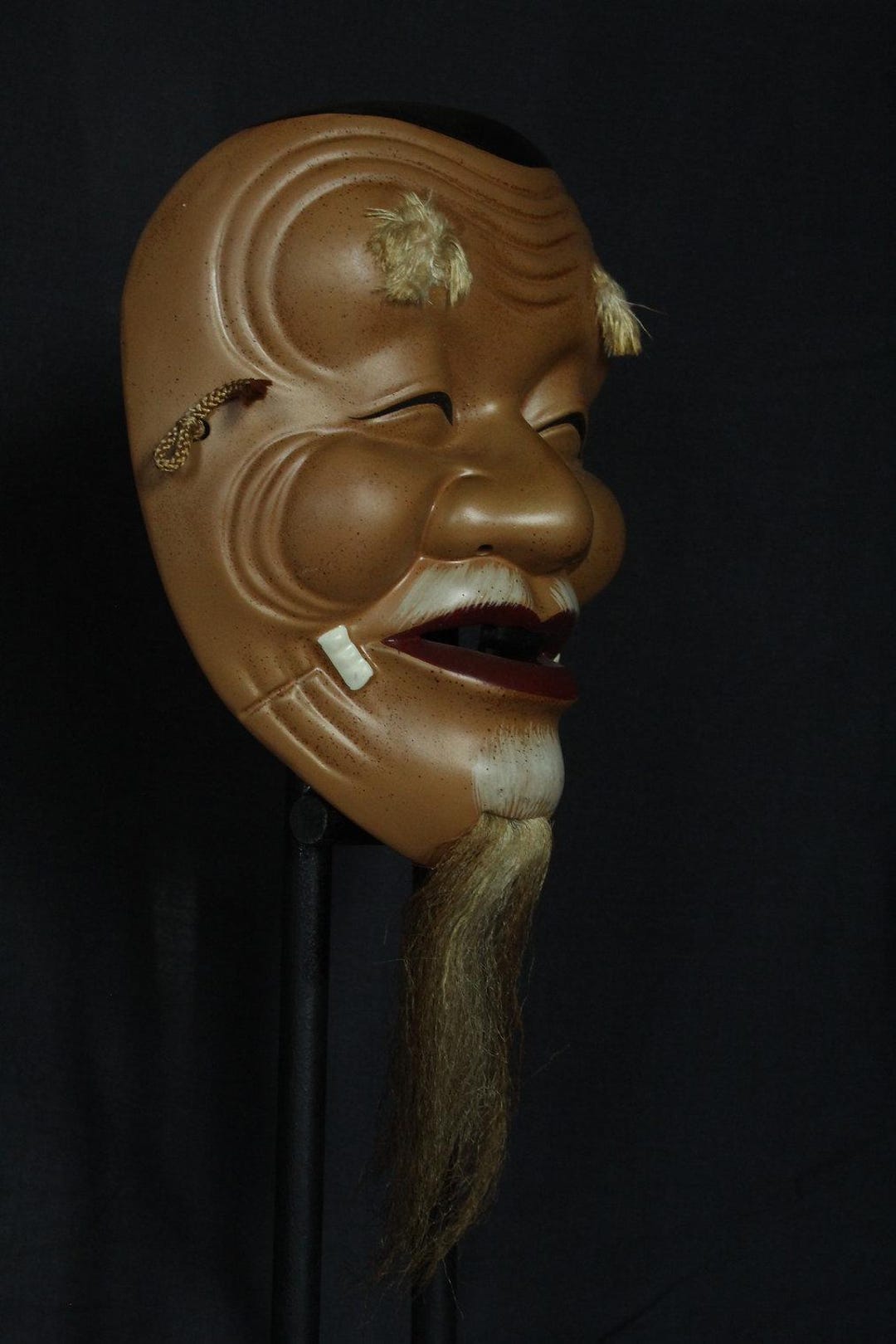 Japanese Vintage Mask, Okina Old Man, Noh Teather, Pottery From Osaka ...