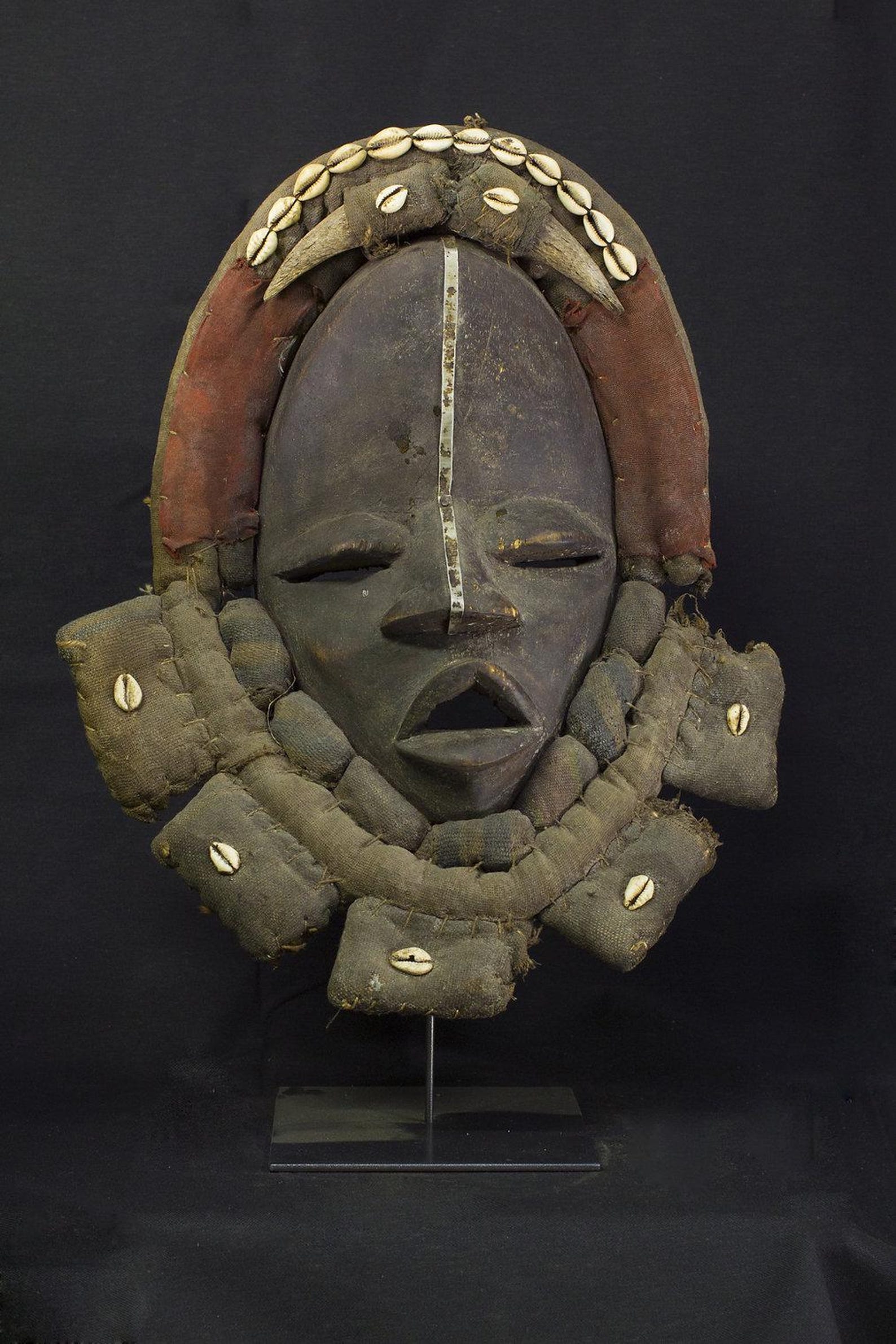 Dan Tribal Mask With Decorations in Fabric, Shells, Fibers - Ivory ...