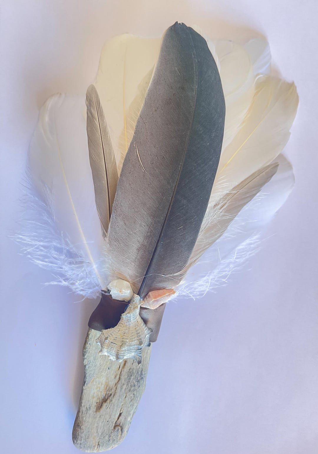 Ceremonial Feather Fan for Rituals Sacred Smudging Tool With Natural ...